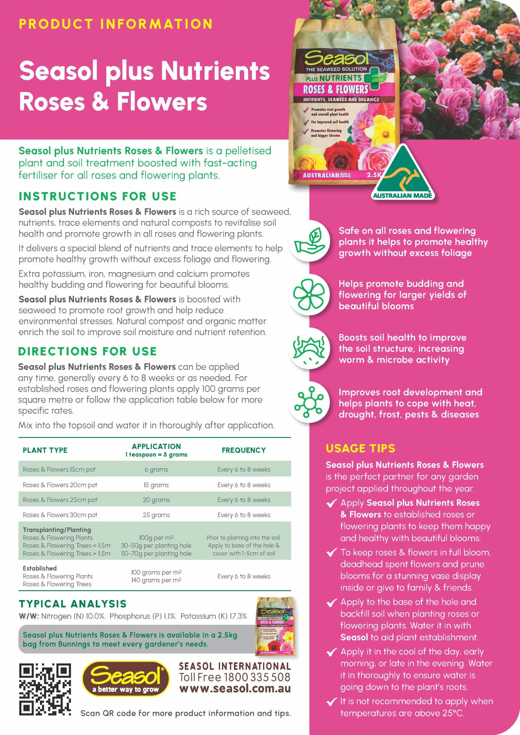 Seasol plus Nutrients Roses & Flowers | Seasol